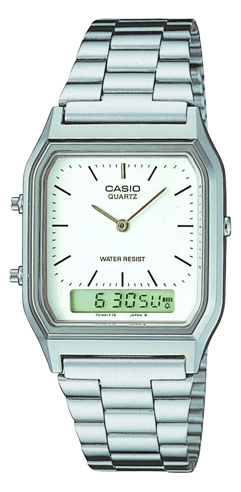 Casio dual time klokke | Slankt analog-digitalt ur med vintage look