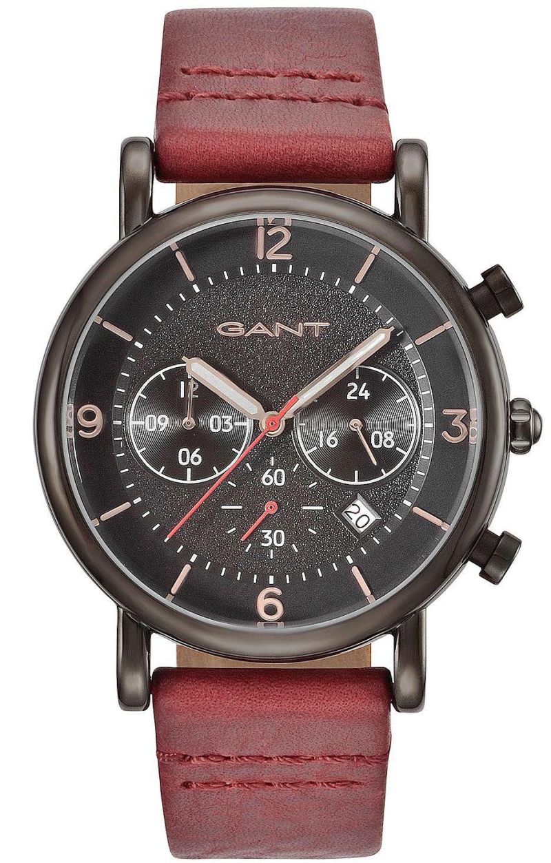 Gant Springfield - Stilig herreklokke med rød lærreim