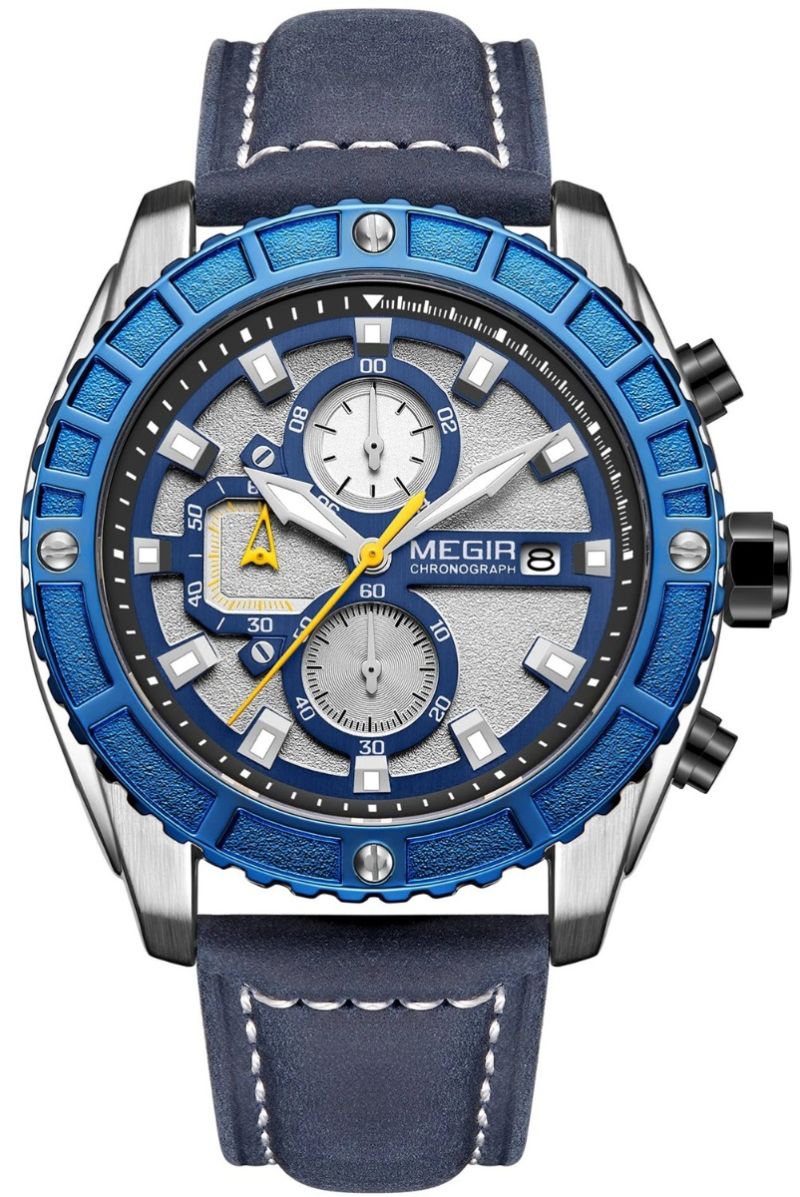 Megir Chronograph Blue Leather 2119